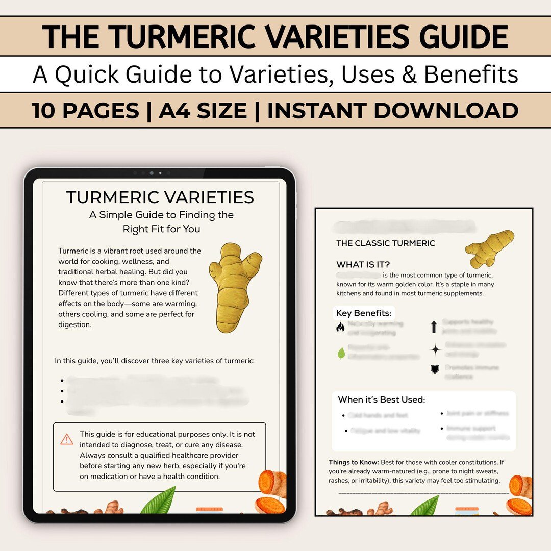 Turmeric Variety Guide: Culinary & Wellness Uses (PDF Download A4 Size ...