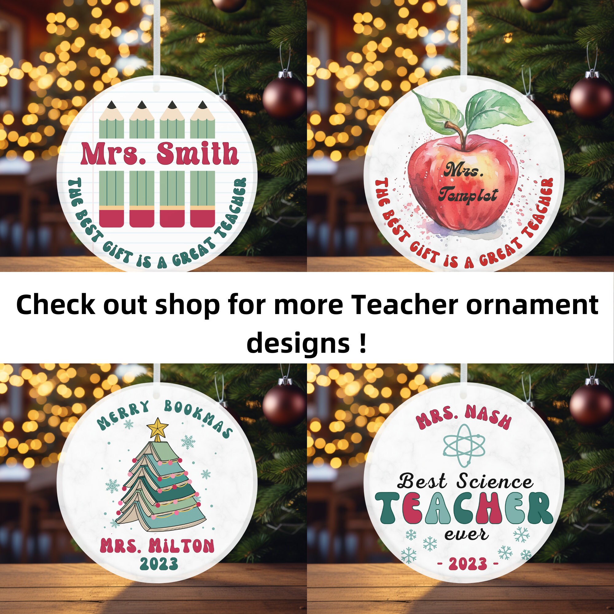 Personalized Retro Science Teacher Merry Christmas Ornament Keepsake ...