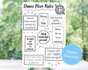 Dance Floor Rules Sign Chalkboard Dance Floor Rules, Custom Printable ...