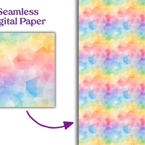 Rainbow Watercolor Digital Paper Pack 12x12 Inches, 300 DPI, Colorful ...