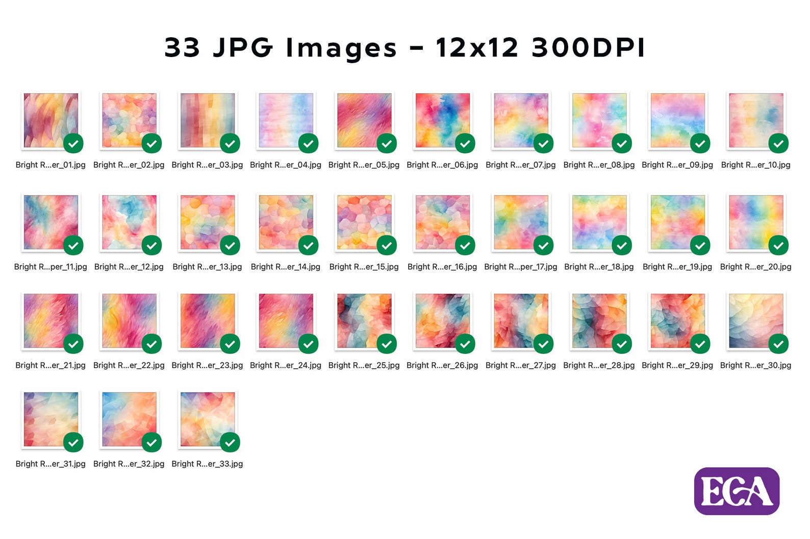 Rainbow Watercolor Digital Paper Pack 12x12 Inches, 300 DPI, Colorful ...