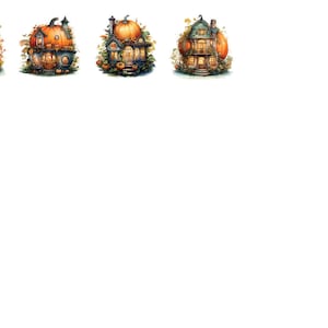Whimsical Pumpkin House Clipart Pack - Watercolor Miniature Houses ...