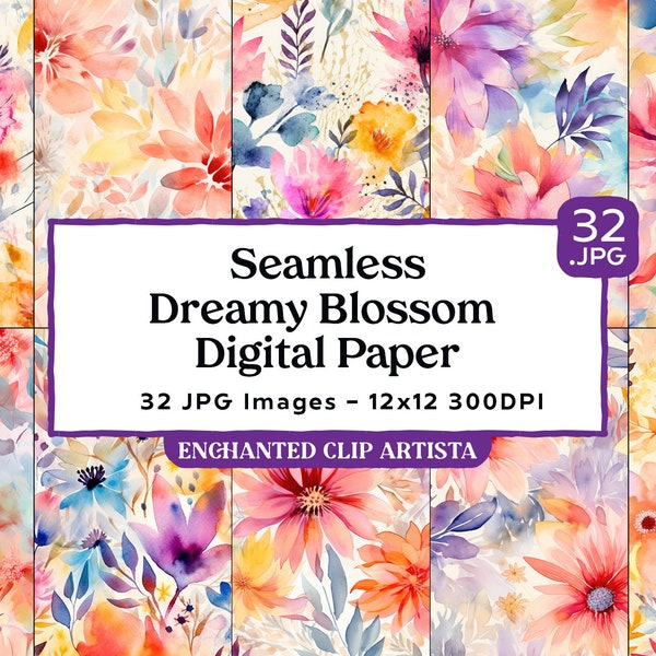 Floral Watercolor Digital Paper - Etsy