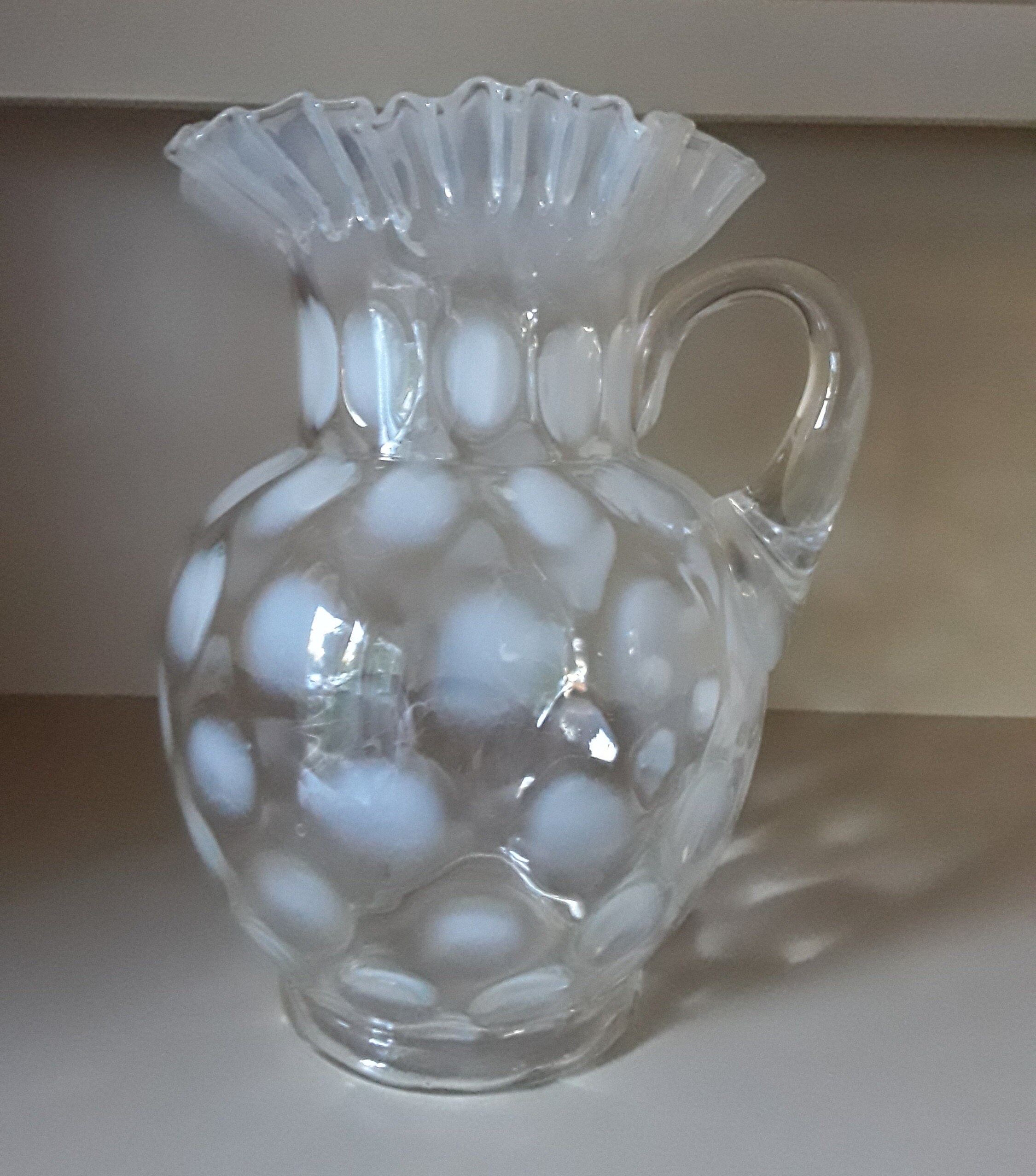 Vintage Fenton White Opalescent Coin Dot Jug - Etsy