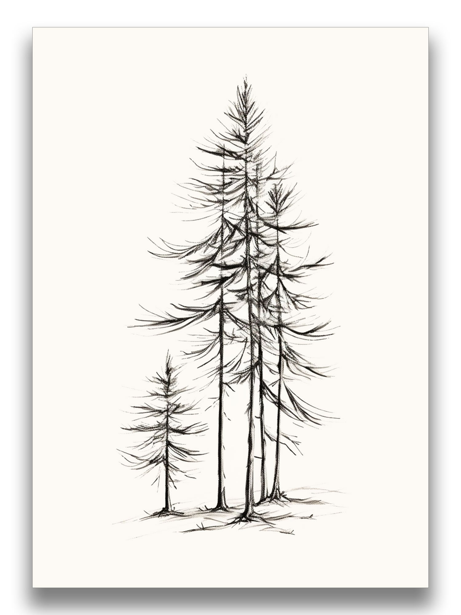 Vintage Pencil Pine Trees Pencil Art Print Forest Woods Eclectic Modern ...