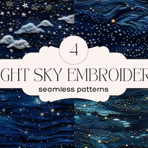 Digital Night Sky Embroidery Seamless File Set of 4 Dark Vibes - Etsy