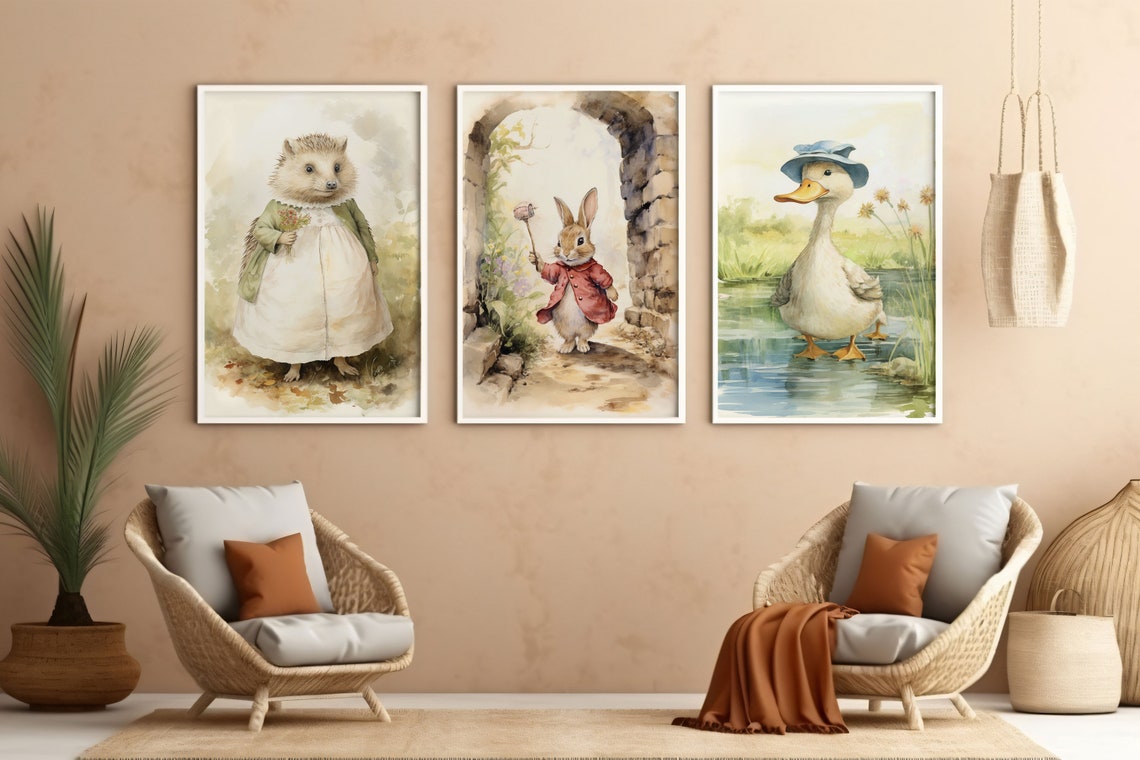 Set of 3 Beatrix Potter Nursery Art Prints Kid Wallart Prints Beatrix ...