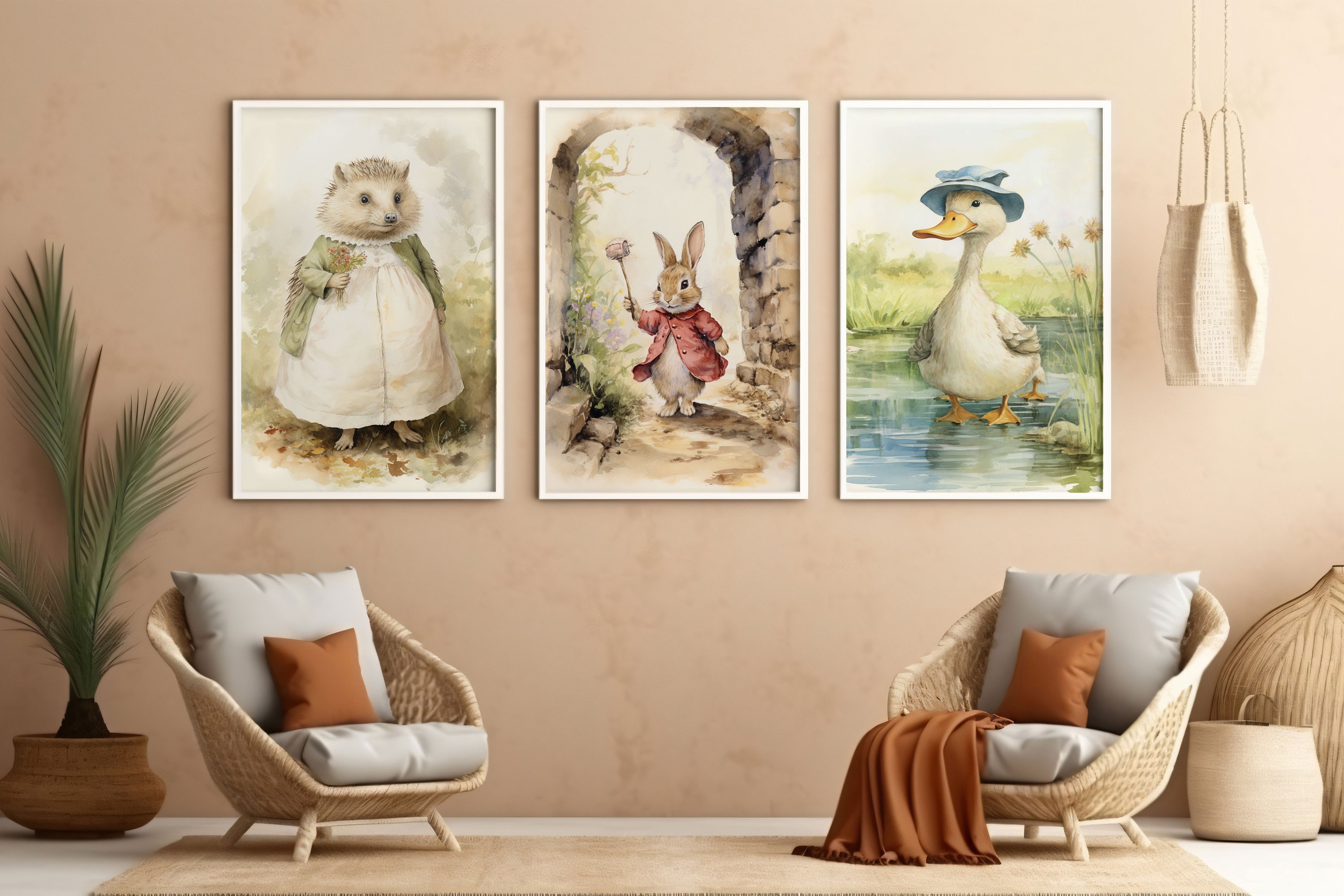 Set of 3 Beatrix Potter Nursery Art Prints Kid Wallart Prints Beatrix ...