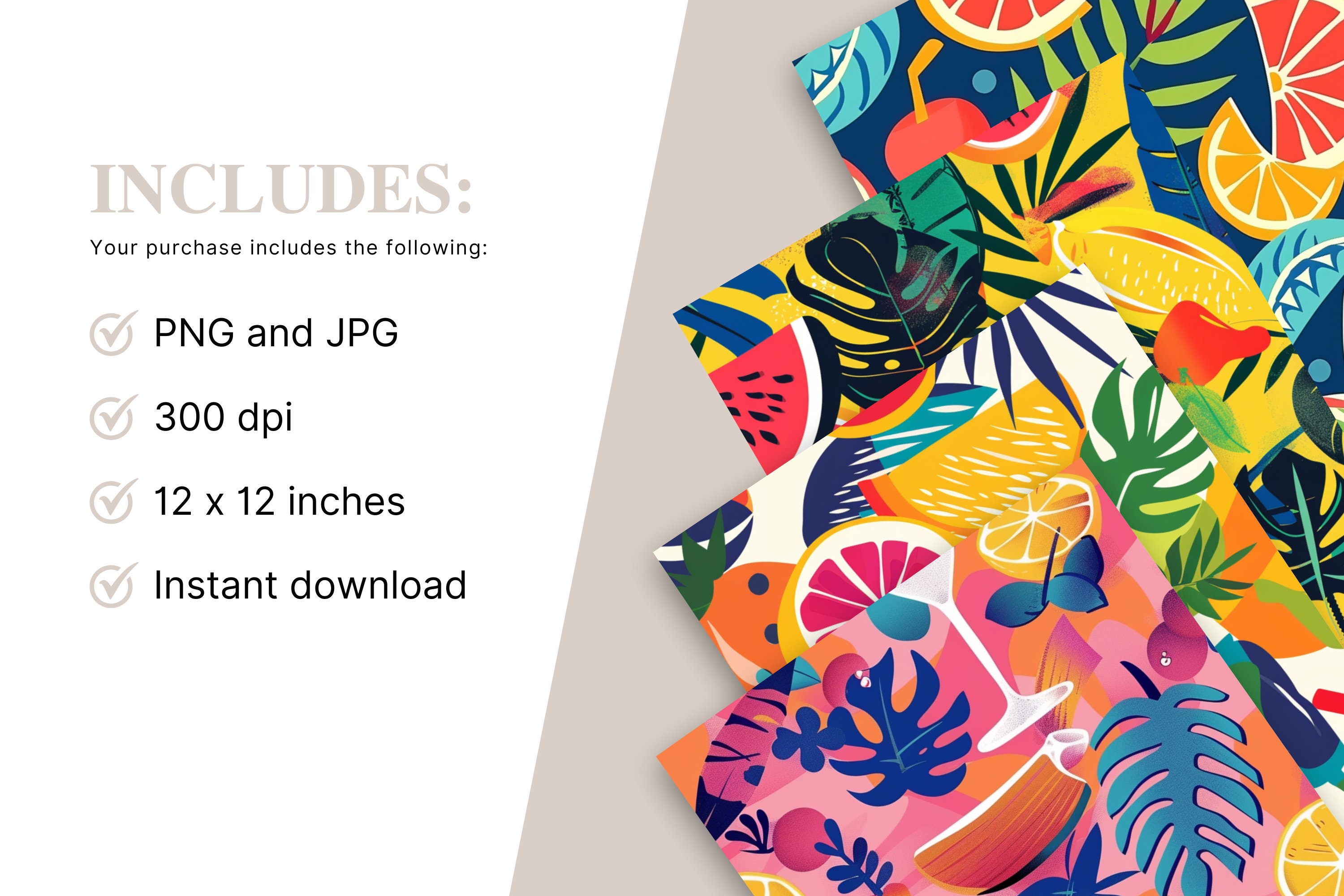 Set of 6 Digital Seamless Paper Textures | Cute Retro Summer Colorful ...
