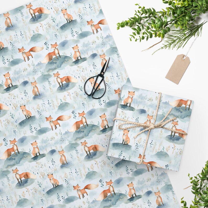 Fox Wrapping Paper for Baby Shower Wrapping Paper Fox Gift Wrap for ...