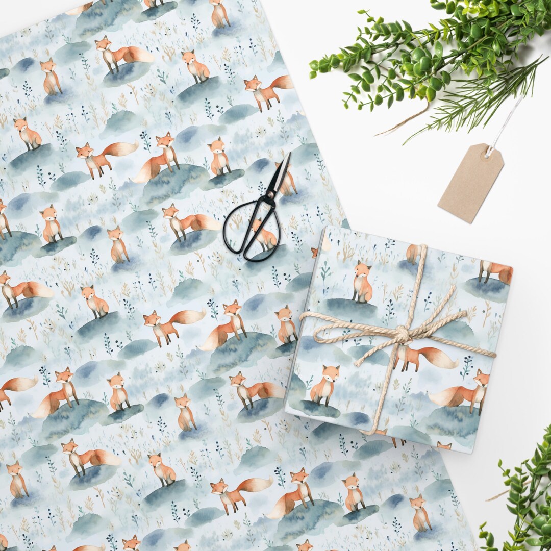 Fox Wrapping Paper for Baby Shower Wrapping Paper Fox Gift Wrap for ...