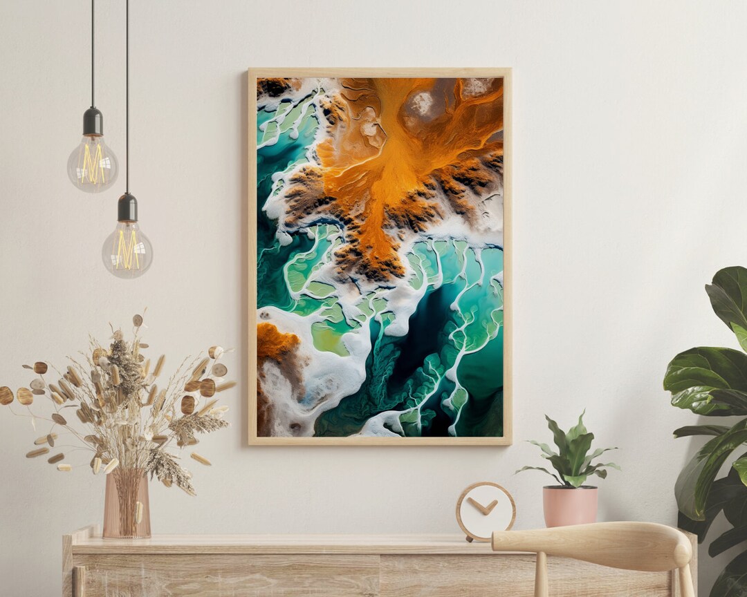 Bright High Contrast Hot Springs Aerial View Landscape Digital Art ...