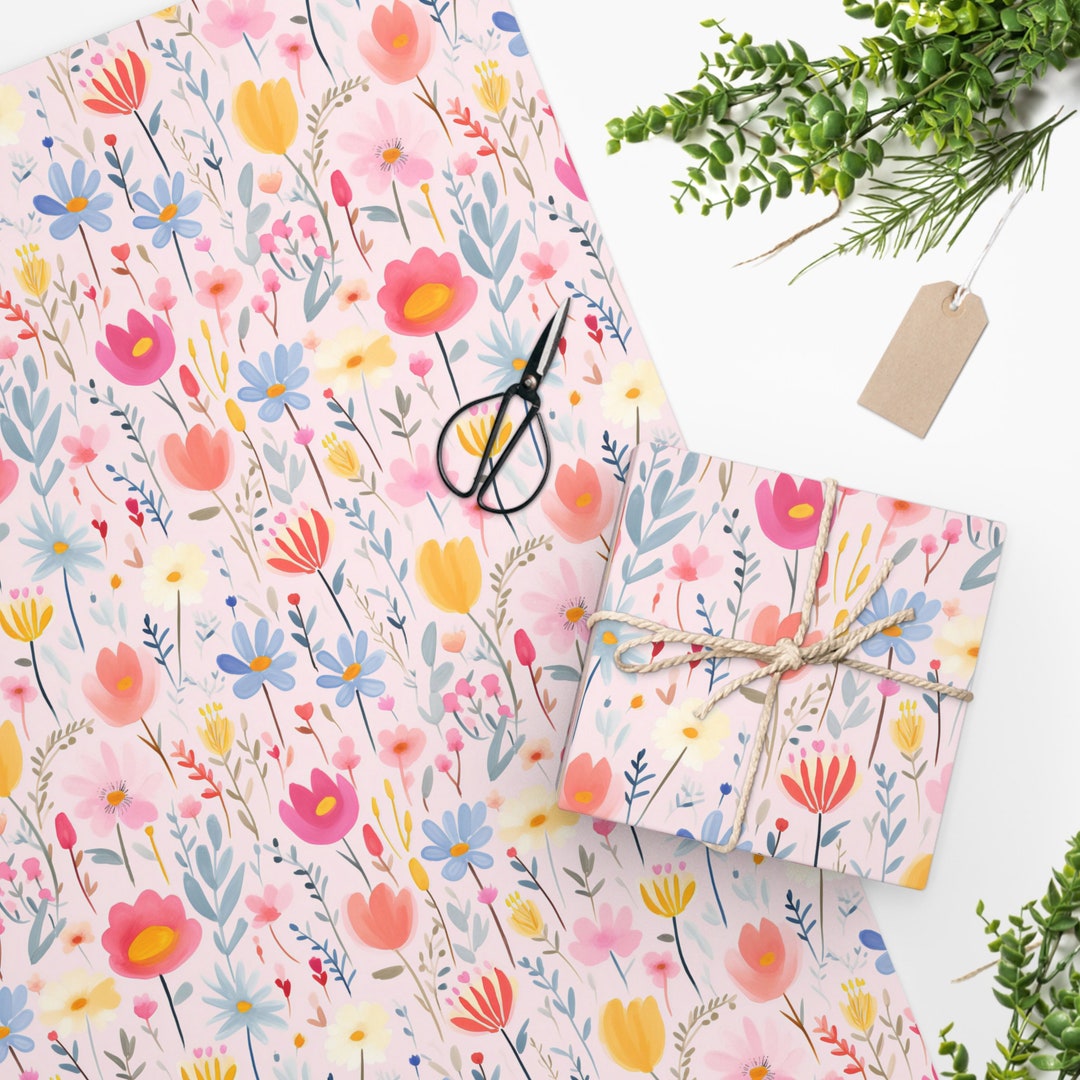 Baby Shower Flower Wrapping Paper for Baby Shower Gift Wrap Floral Gift ...