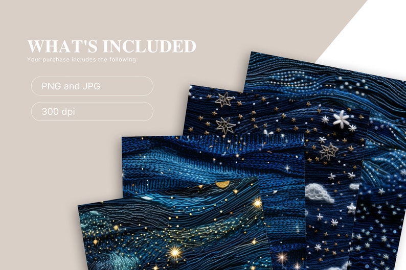 Digital Night Sky Embroidery Seamless File Set of 4 Dark Vibes ...