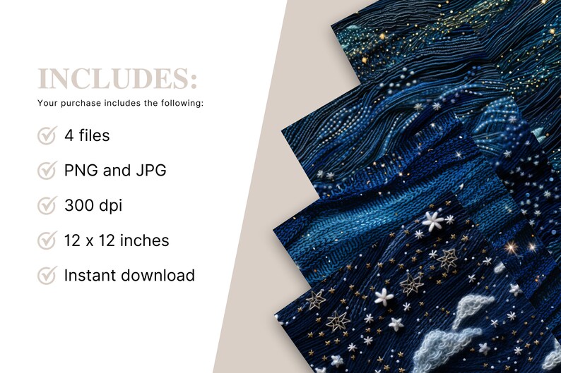 Digital Night Sky Embroidery Seamless File Set of 4 Dark Vibes ...