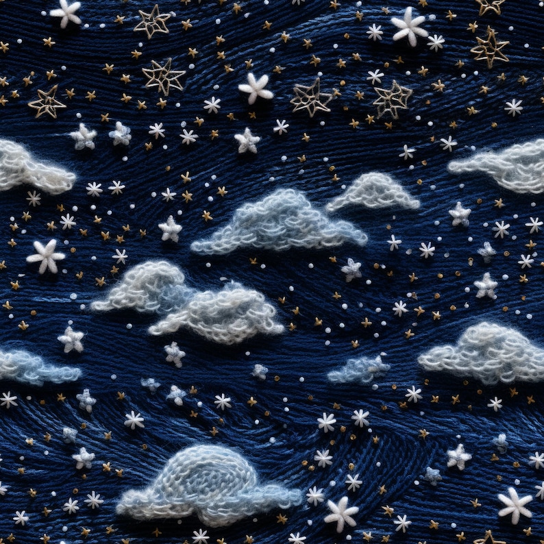 Digital Night Sky Embroidery Seamless File Set of 4 Dark Vibes - Etsy