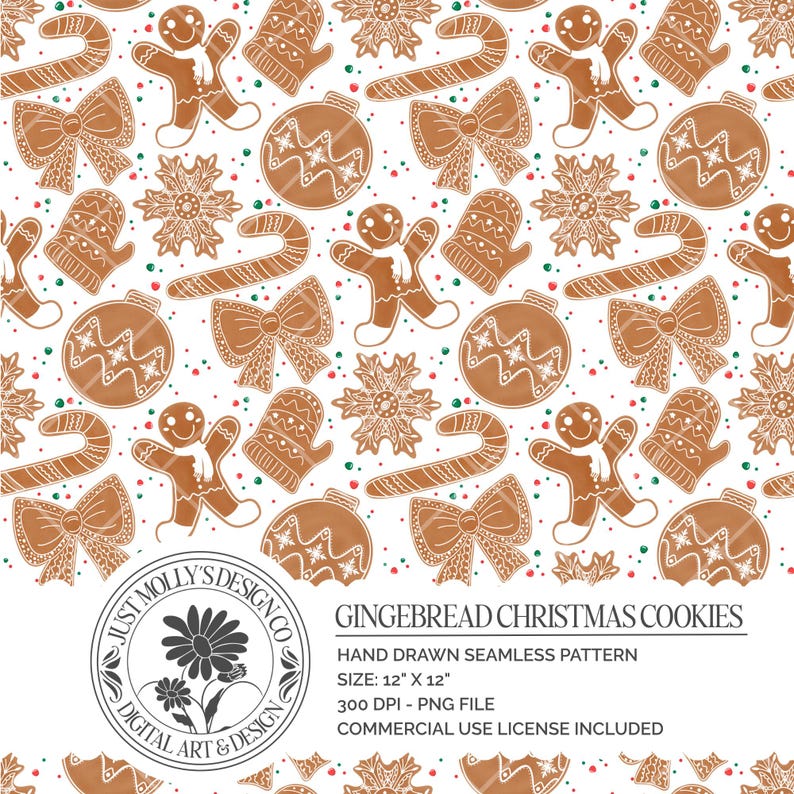 Gingerbread Cookies Hand Drawn Nostalgic Christmas Cookie Seamless ...