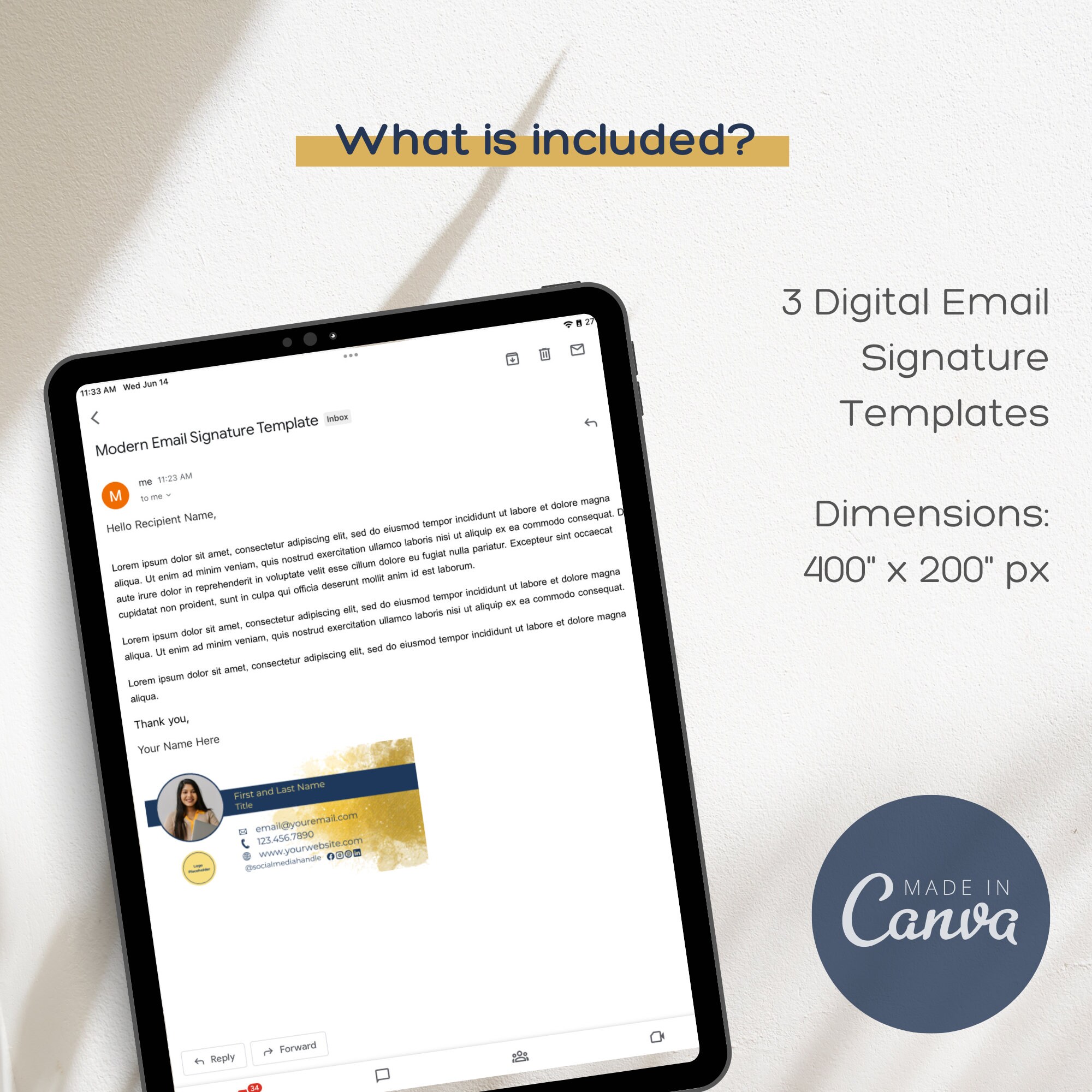 Navy Blue & Gold Email Signature Template | Small Business Email ...