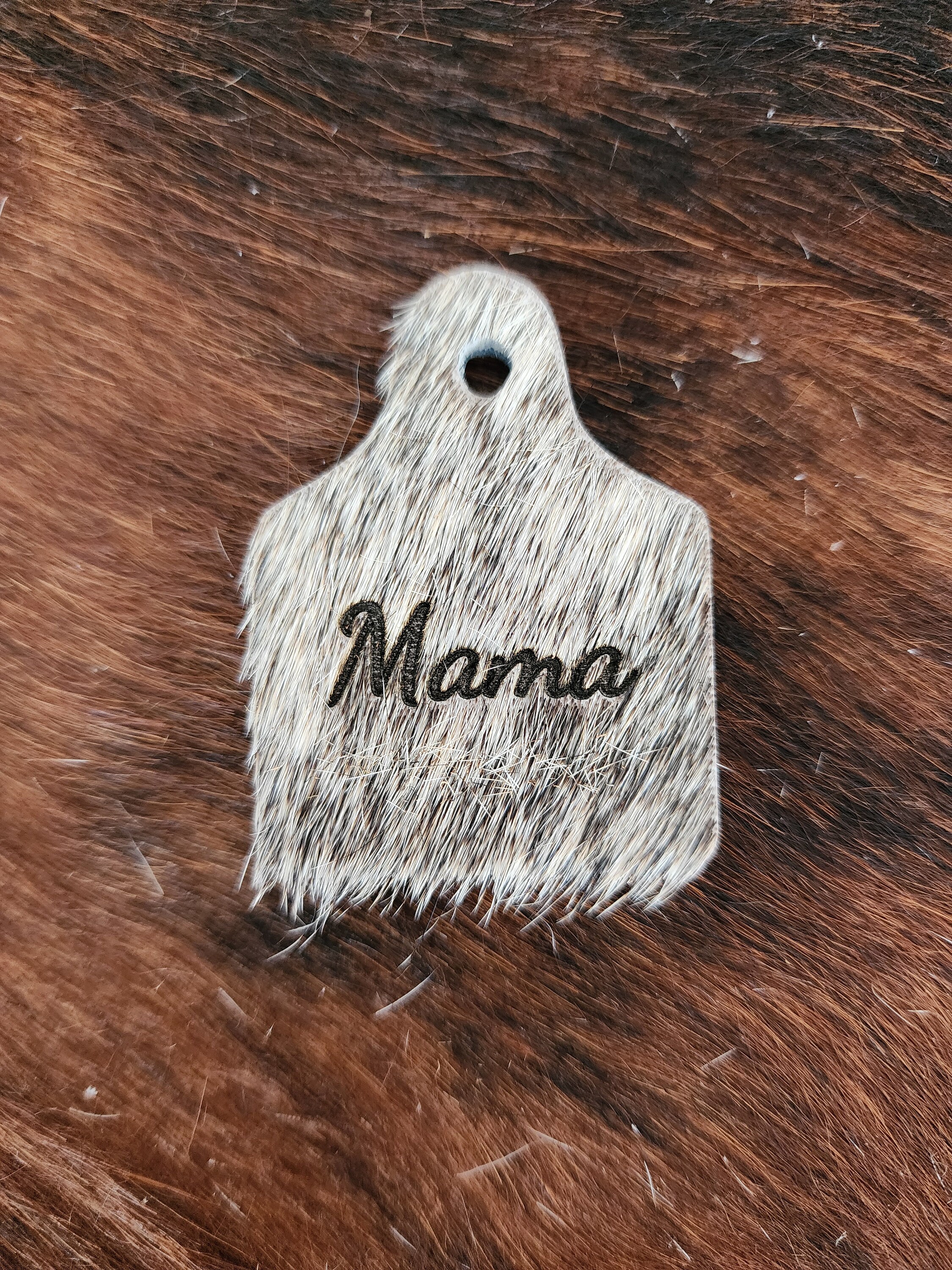 COWHIDE | Small Cattle Ear Tag Keychain - Etsy