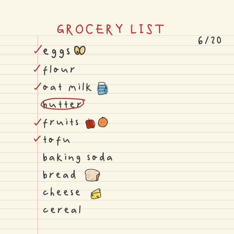 Grocery List Font- A Cozy Handwriting Font for iPad Note-taking, Lists ...