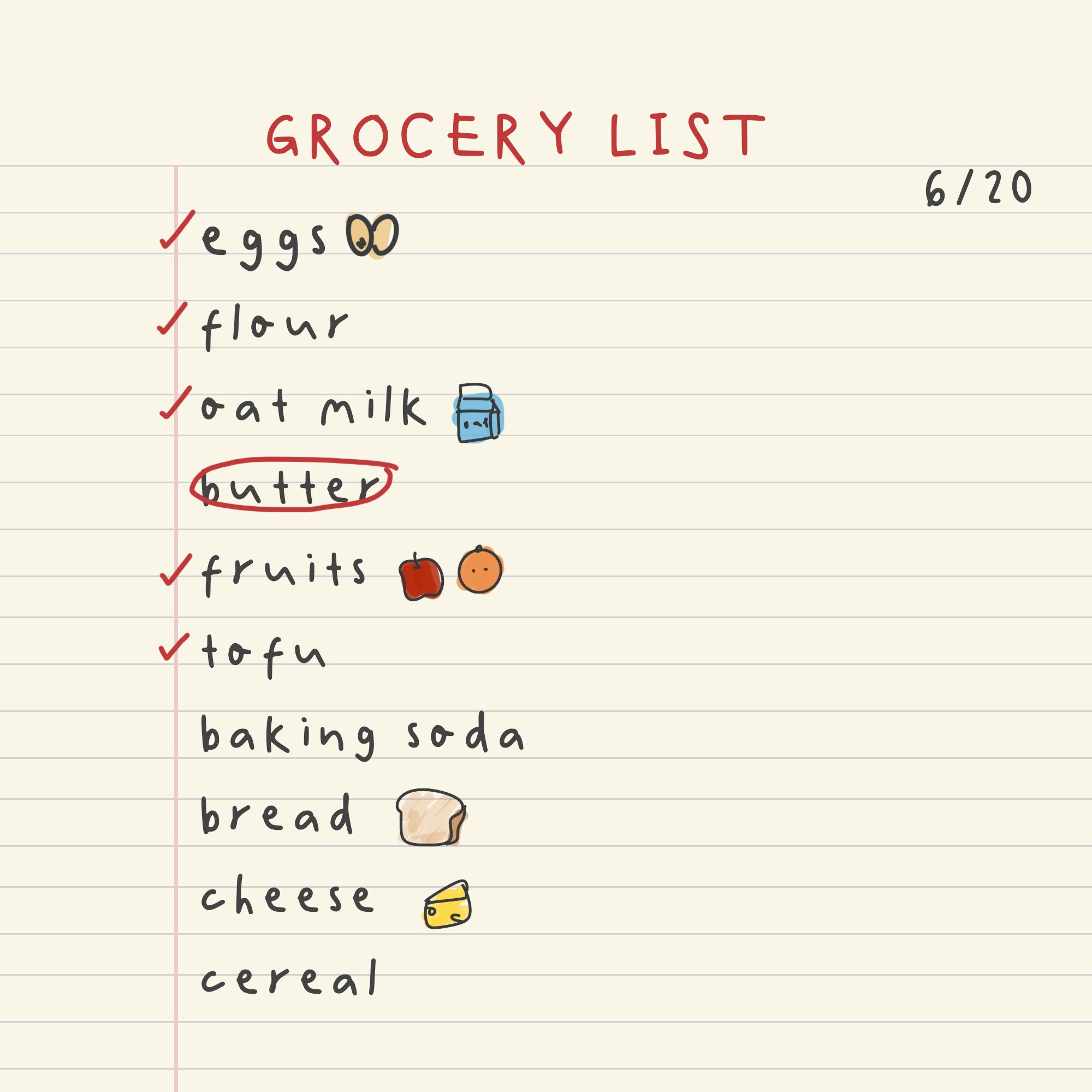 Grocery List Font- A Cozy Handwriting Font for iPad Note-taking, Lists ...