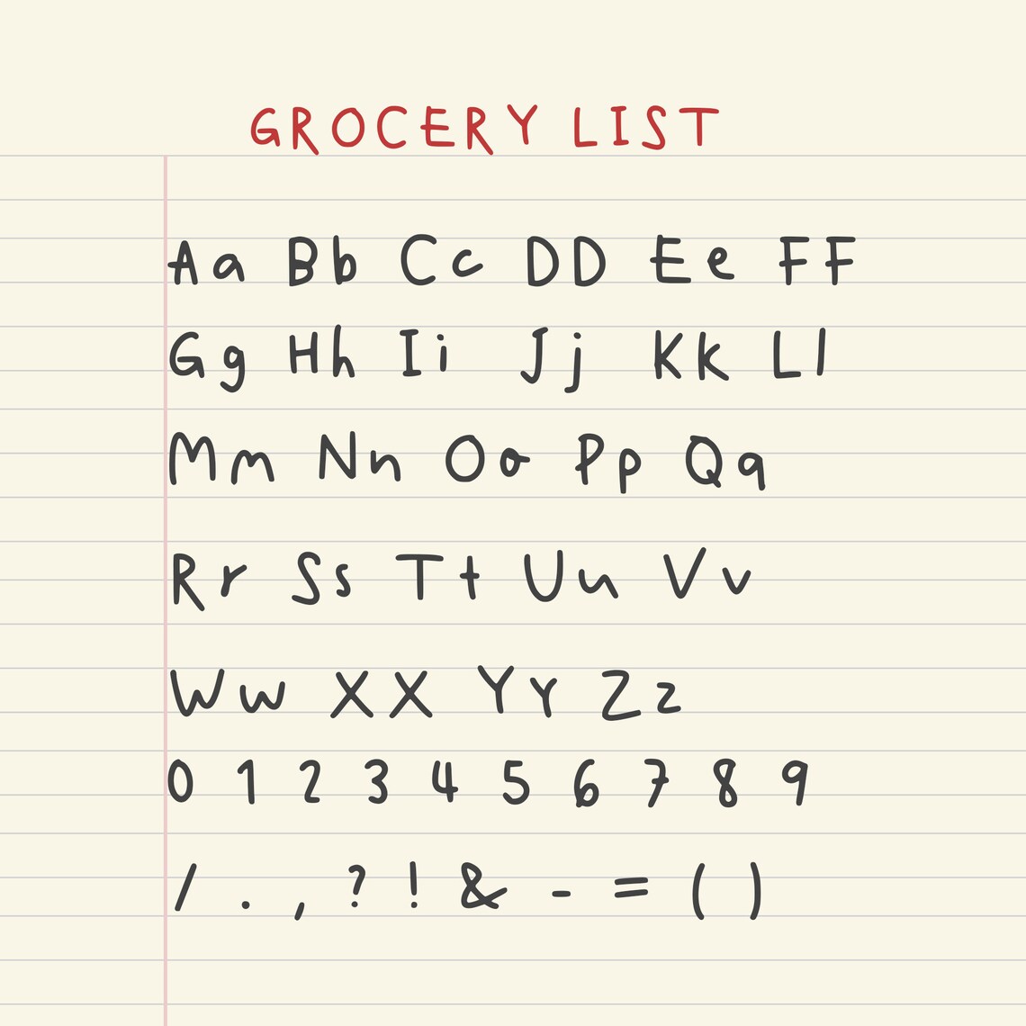 Grocery List Font- A Cozy Handwriting Font for iPad Note-taking, Lists ...