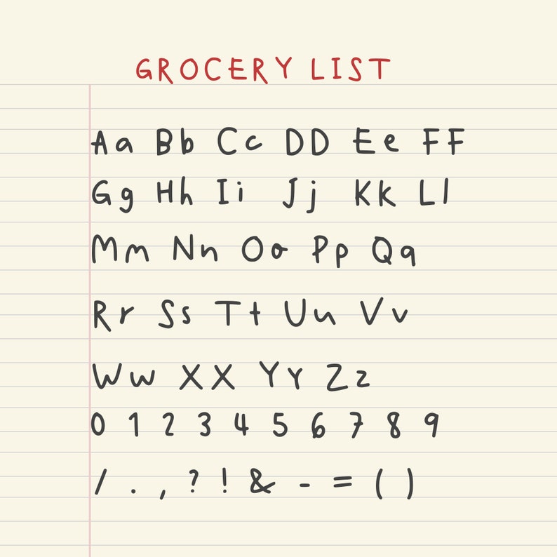 Grocery List Font- A Cozy Handwriting Font for iPad Note-taking, Lists ...