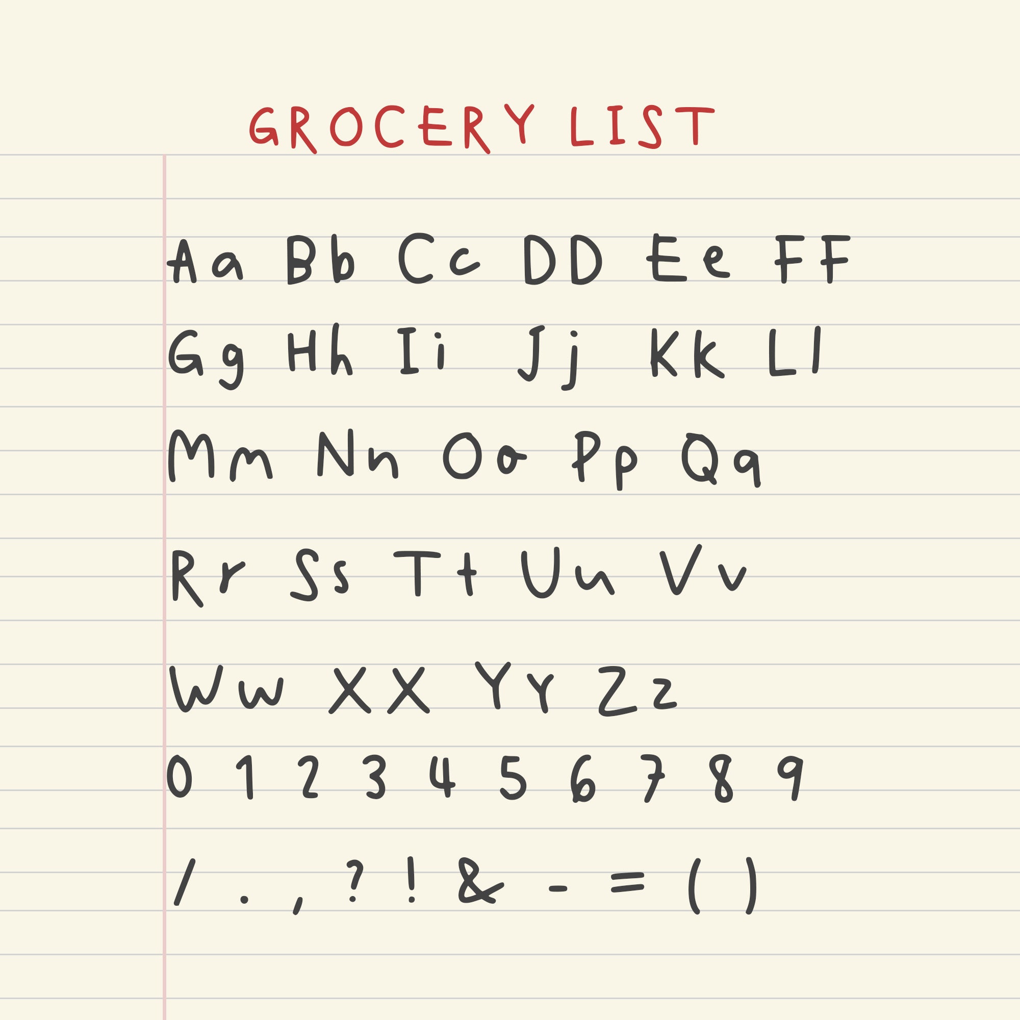 Grocery List Font- A Cozy Handwriting Font for iPad Note-taking, Lists ...