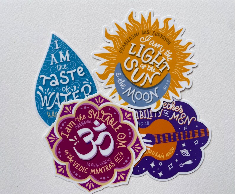 Stickers Bahagavad Gita Verse 7.8 Krishna Wisdom Spiritual Knowledge ...