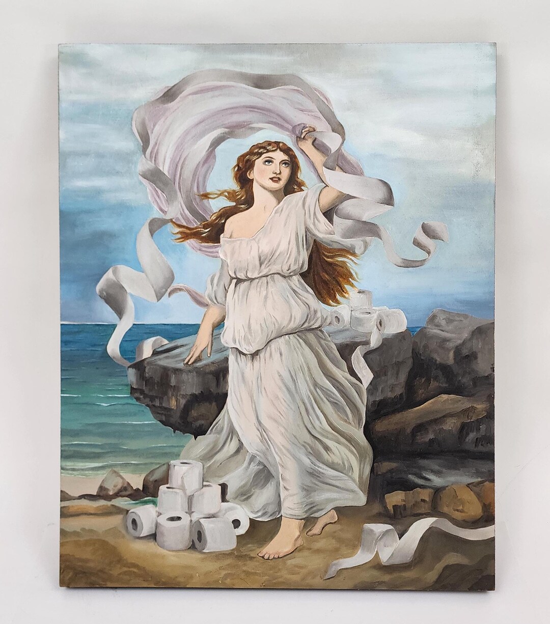 Toilet Paper Goddess Venus Original Art Oil on Board Painting - Etsy