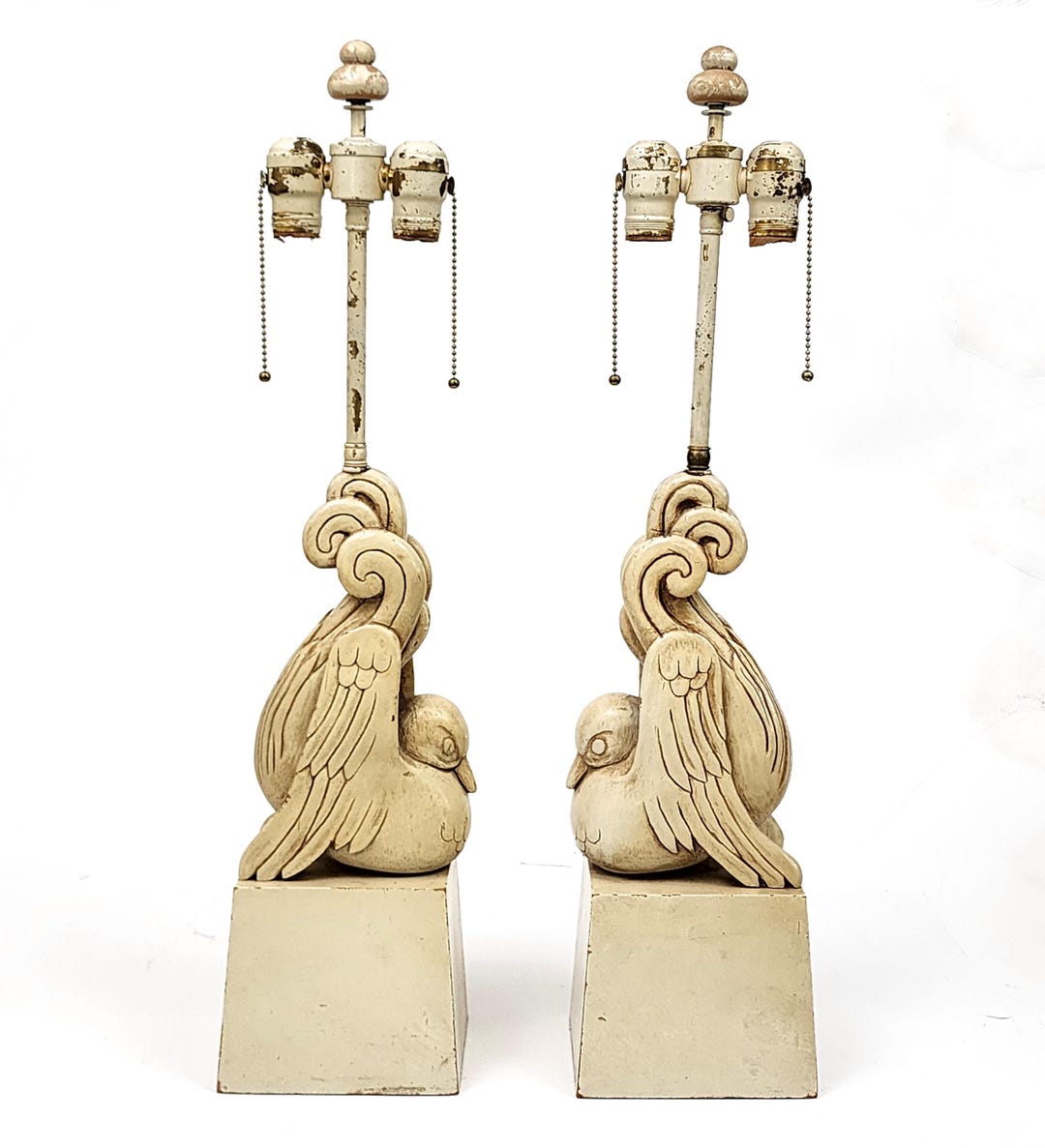Antique Wood Carved Dove Table Lamps - Etsy