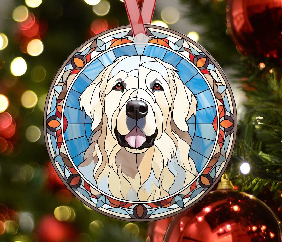 Personalized Great Pyrenees Stained Glass Effect Metal Christmas ...