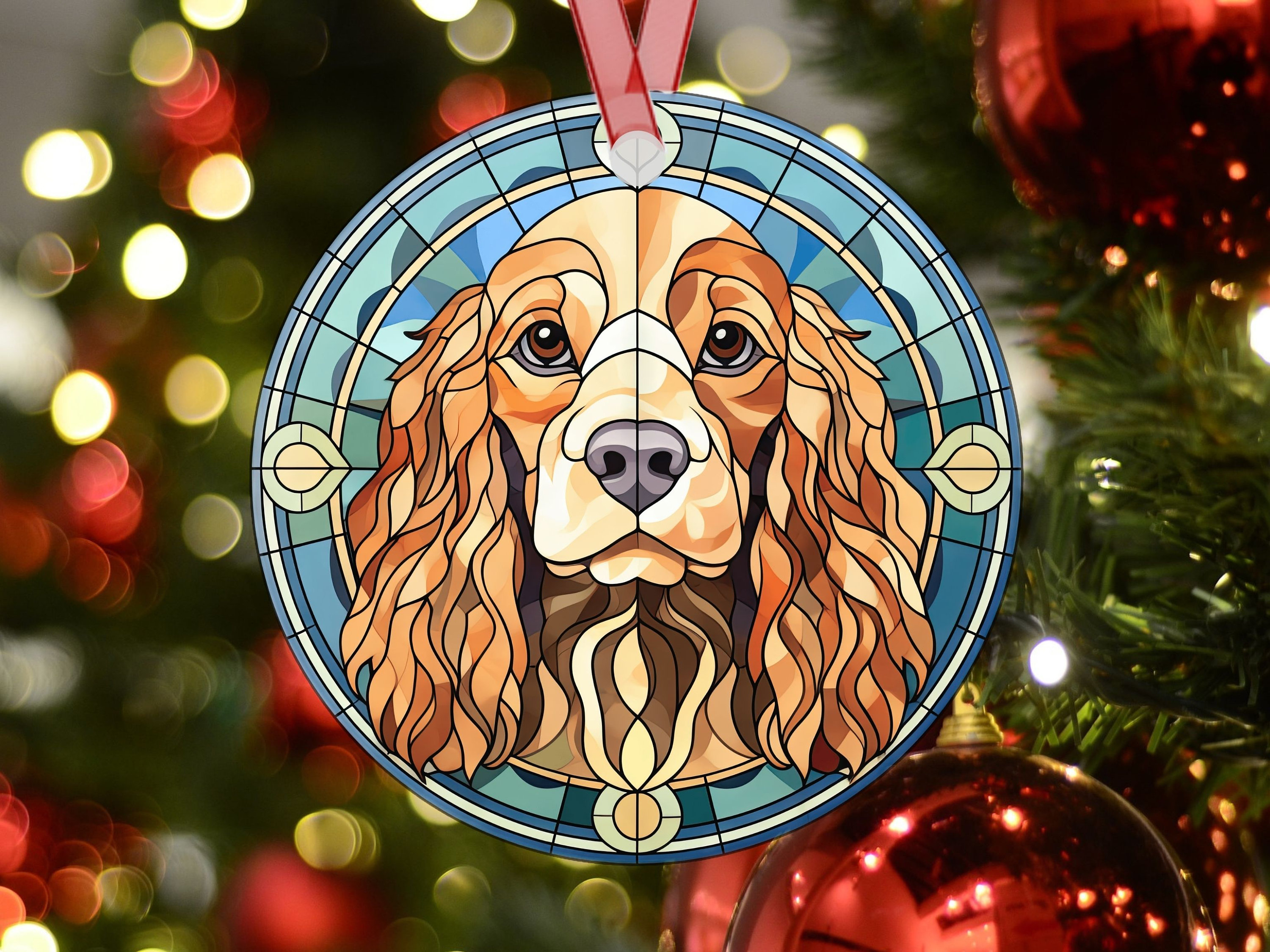 Personalized Cocker Spaniel Stained Glass Effect Metal Christmas ...