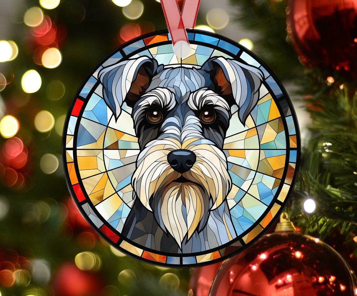 Personalized Miniature Schnauzer Stained Glass Effect Metal - Etsy