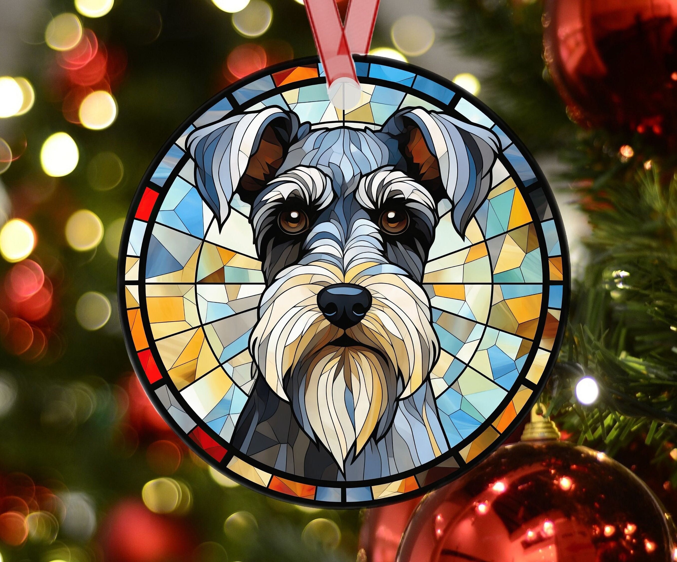 Personalized Miniature Schnauzer Stained Glass Effect Metal - Etsy