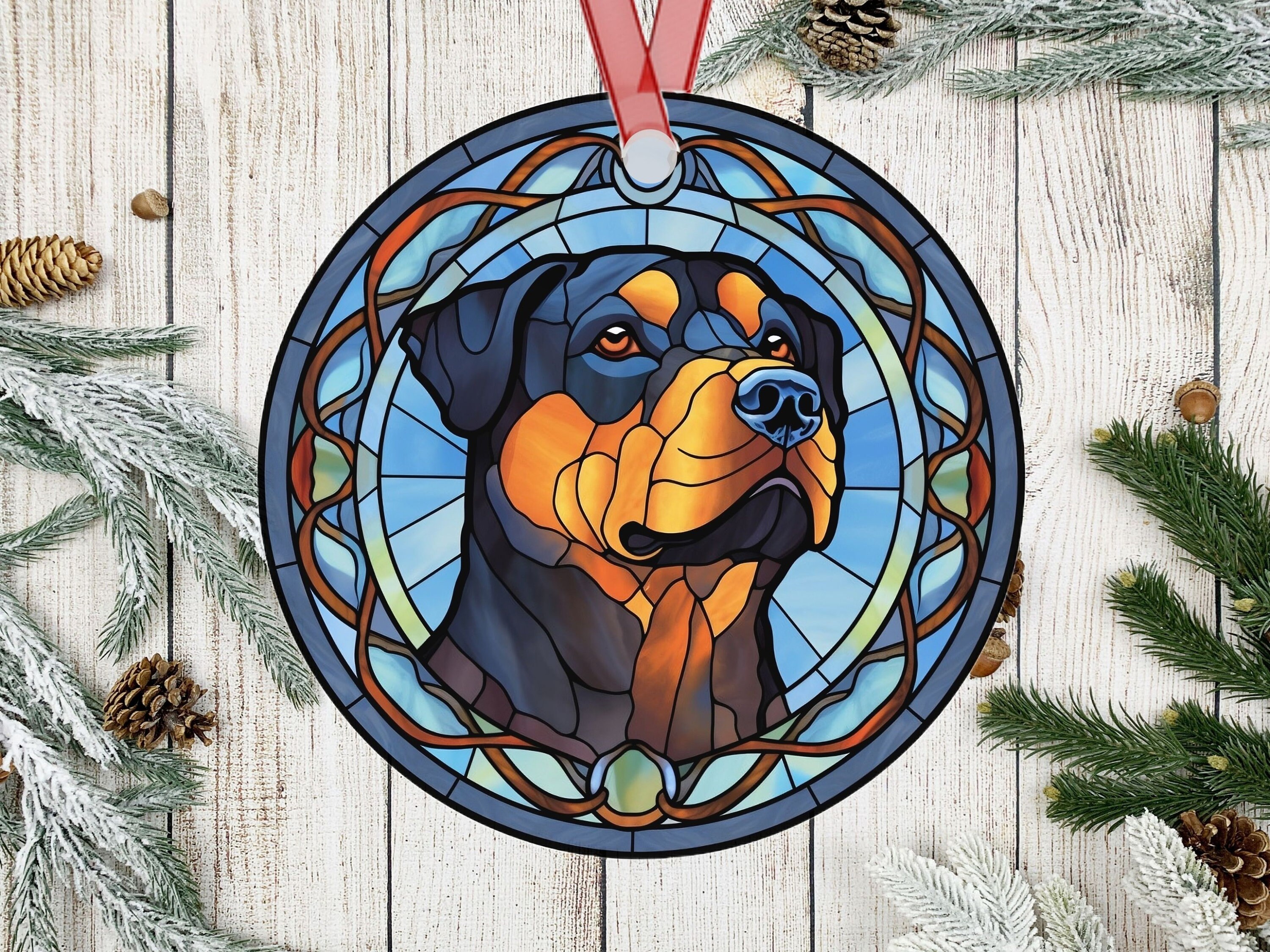 Personalized Rottweiler Stained Glass Effect Metal Christmas - Etsy