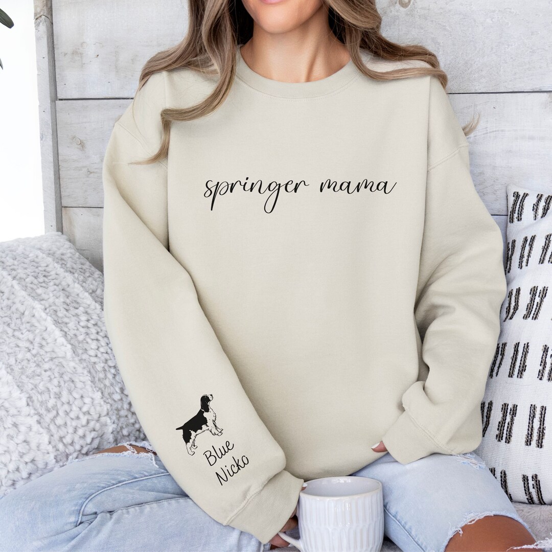 Springer Mama Personalized With Names on Sleeve Sweatshirt, Dog Name ...