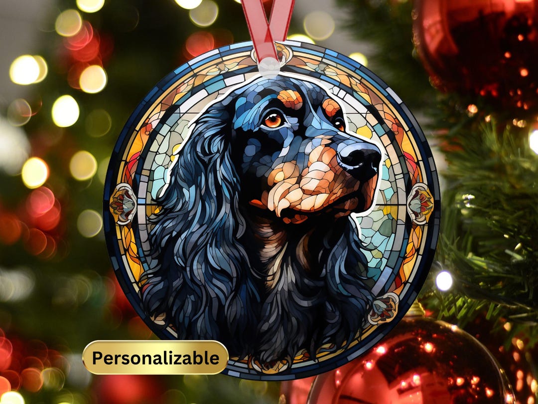 Personalized Gordon Setter Stained Glass Effect Metal Christmas ...