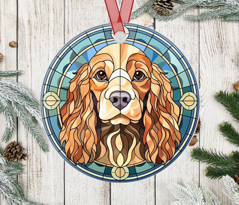 Personalized Cocker Spaniel Stained Glass Effect Metal Christmas ...