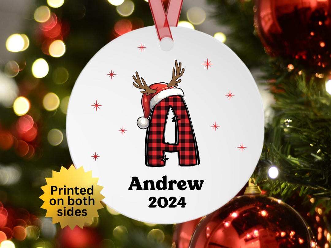 Personalized Monogram Christmas Ornament, Letter Name Ornament, Custom ...