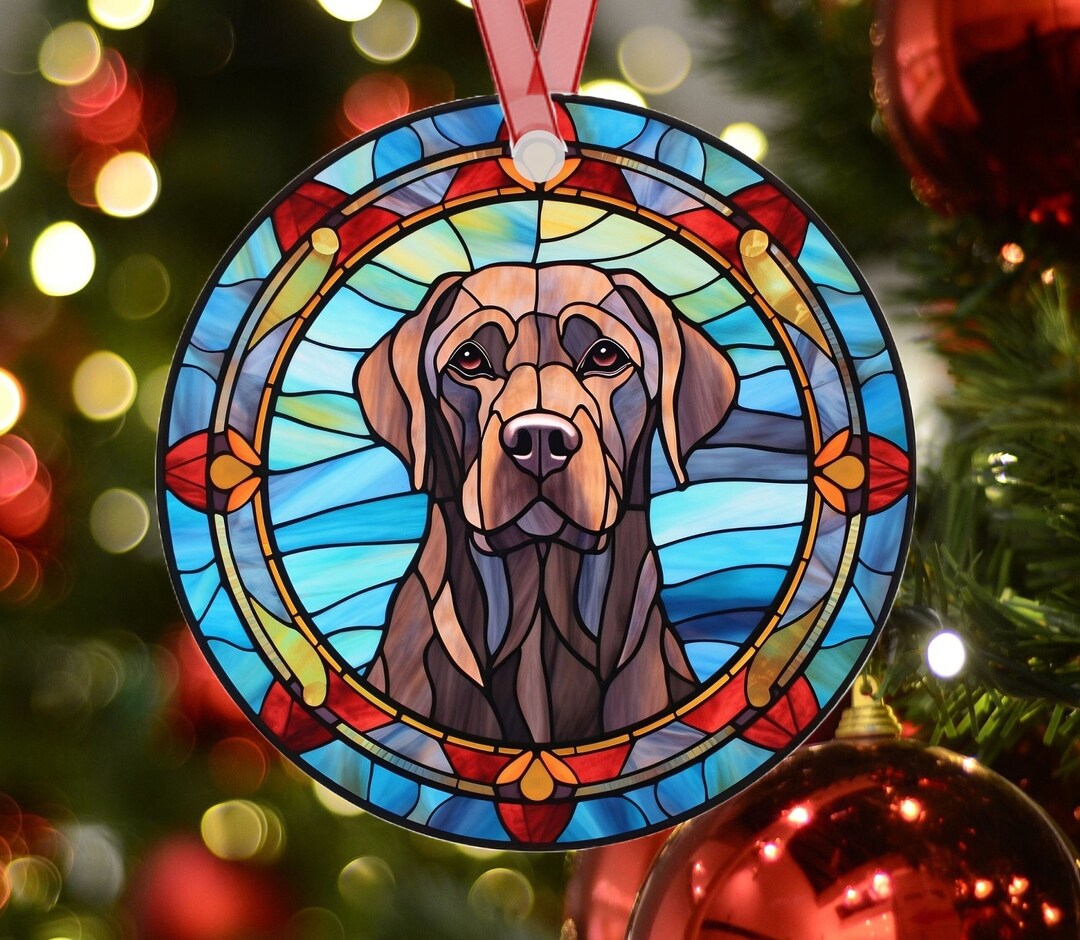 Personalized Labrador Retriever Stained Glass Effect Metal Christmas ...