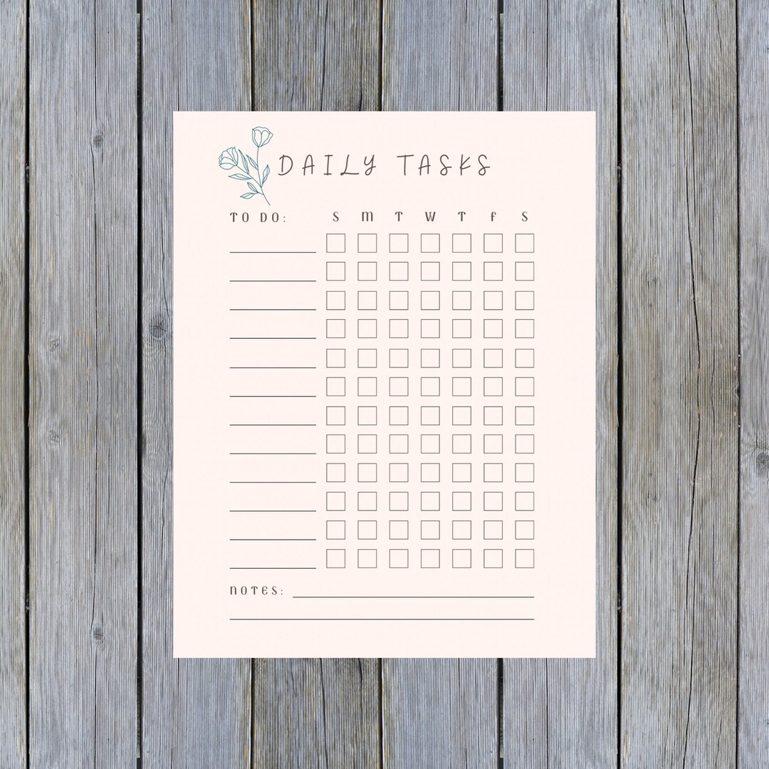 Daily Tasks Printable to Do List Daily Task Planner Daily - Etsy