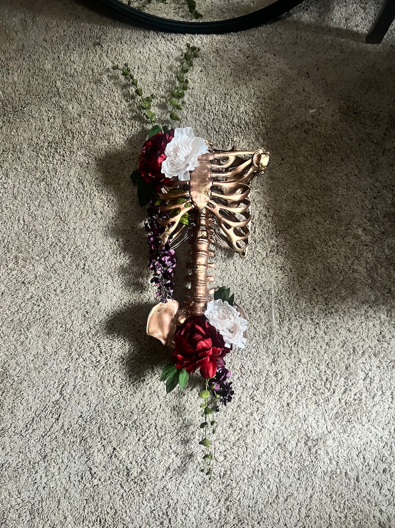 Custom Made to Order Floral Rib Cage Skeleton Wall Hanging - Etsy UK