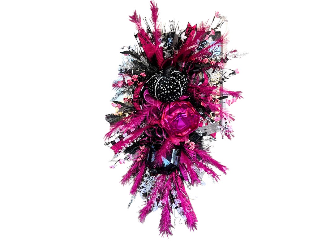 Handmade Gothic Halloween Swag: Pink & Black Pumpkin Wreath - Etsy