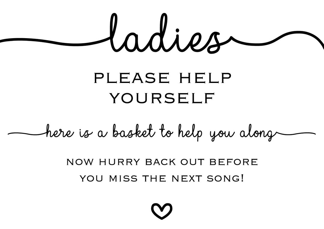 Minimalist Wedding Bathroom Basket Sign Template, Bathroom Sign for ...