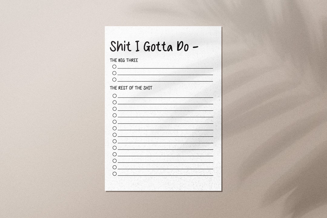 Printable Funny to Do List Task Management Tool - Etsy