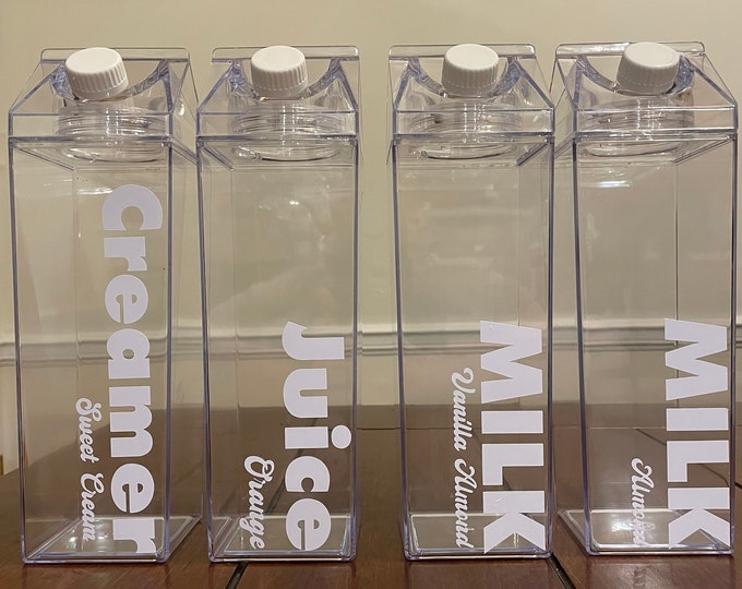 Personalized 34 Oz Milk Carton, Clear Plastic Milk Box, Leakproof ...