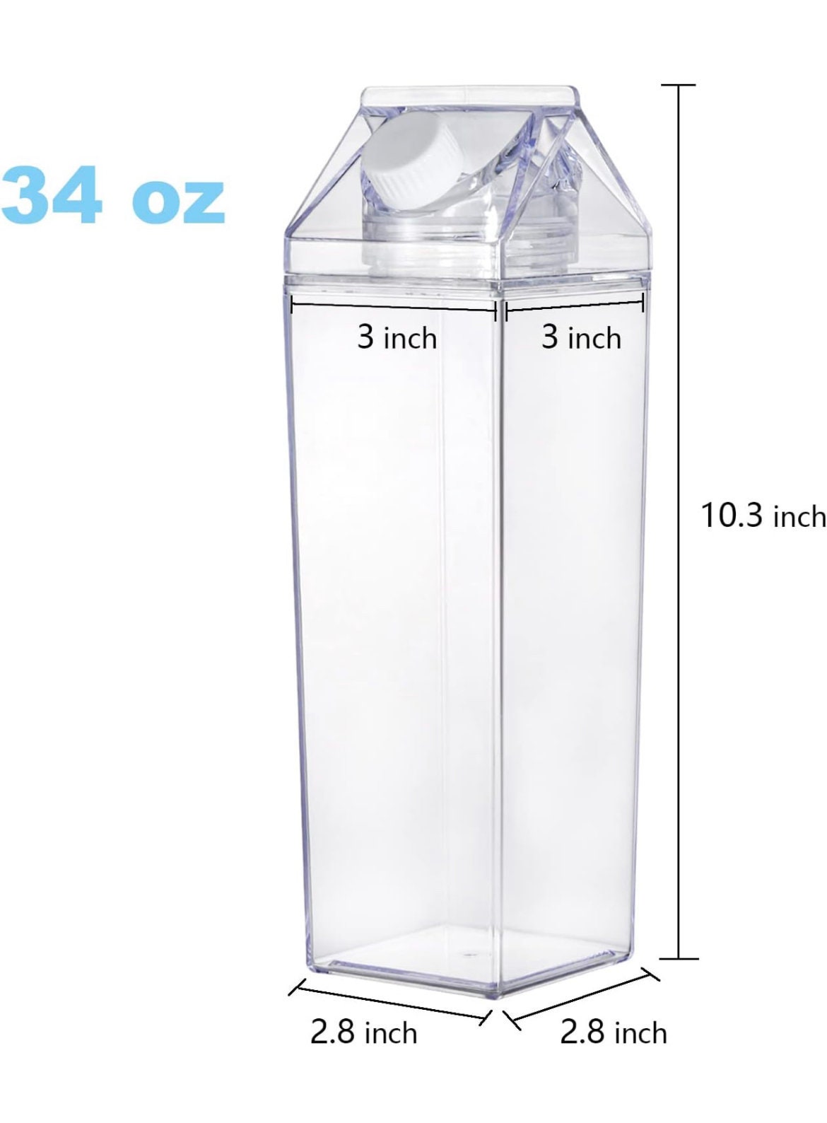 Personalized 34 Oz Milk Carton, Clear Plastic Milk Box, Leakproof ...