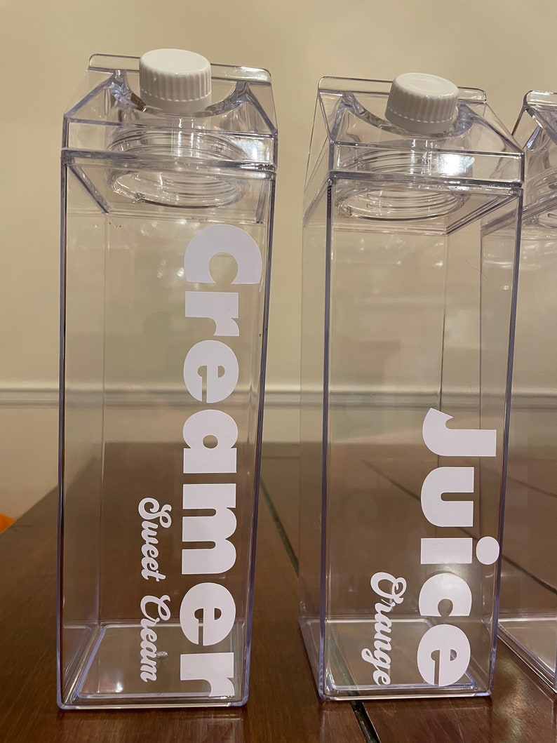 Personalized 34 Oz Milk Carton, Clear Plastic Milk Box, Leakproof ...