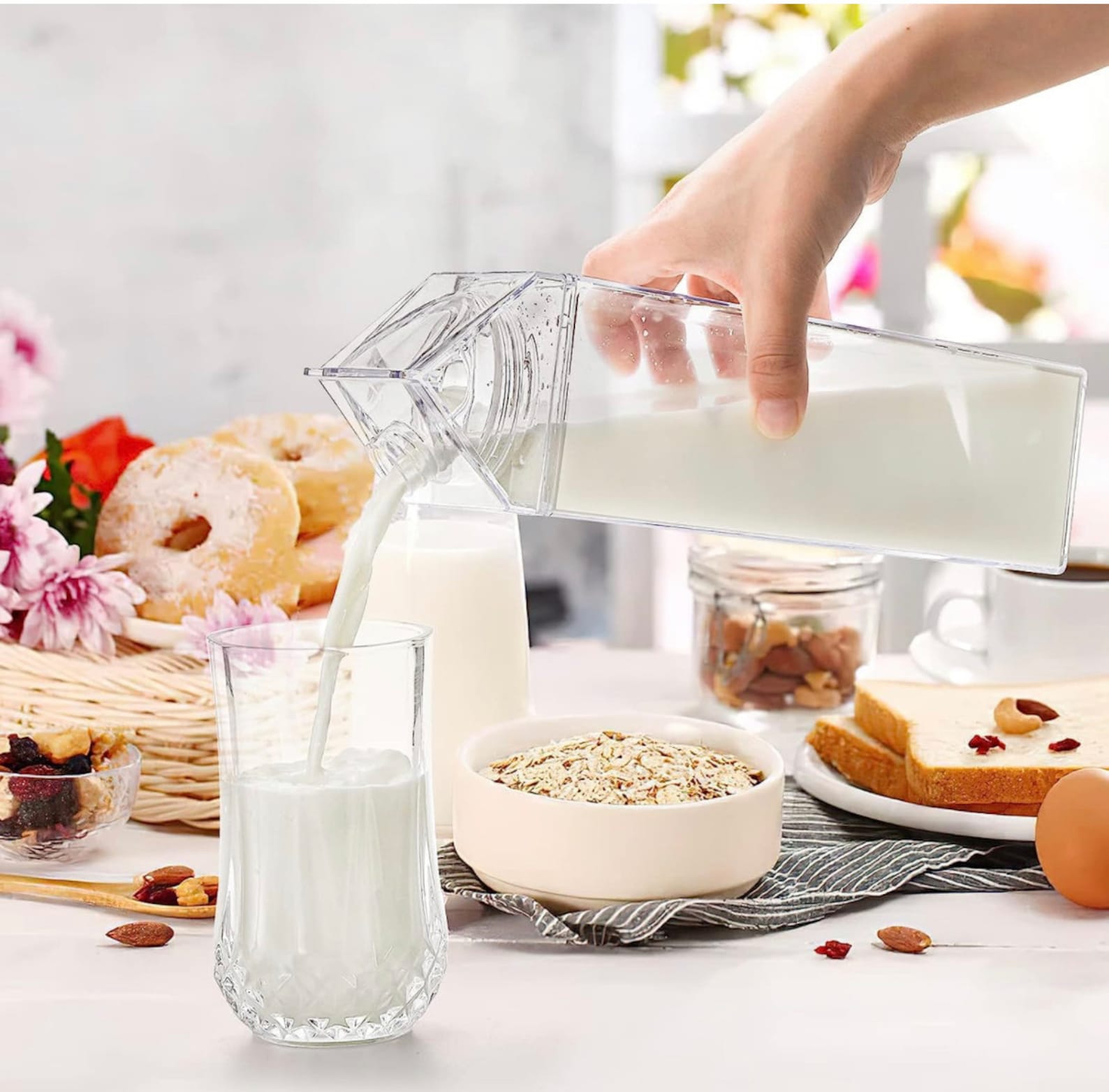 Personalized 34 Oz Milk Carton, Clear Plastic Milk Box, Leakproof ...